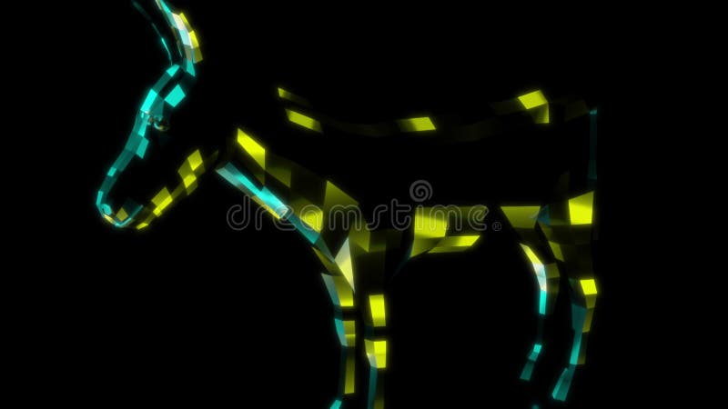 Rendering 3D Animation, VISUAL EFFECTS Low Poly Donkey Model on a Black ...