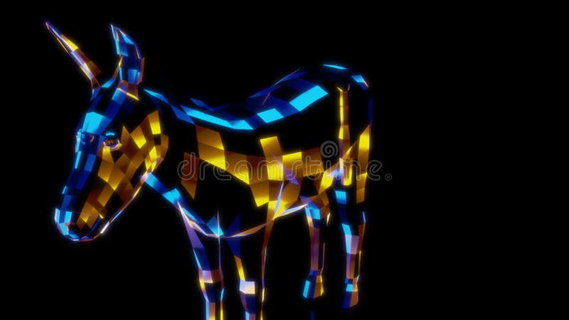 Rendering 3D Animation, VISUAL EFFECTS Low Poly Donkey Model on a Black ...