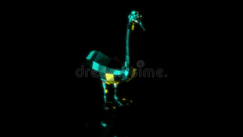 Rendering 3D Animation, VISUAL EFFECTS Low Poly Swan Model on a Black ...