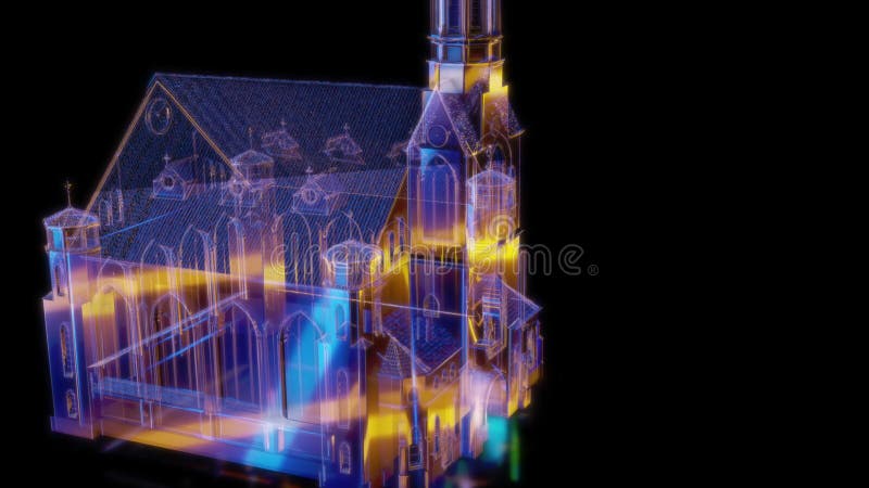 Rendering 3D Animation, VISUAL EFFECTS Medieval Church Model on a Black ...