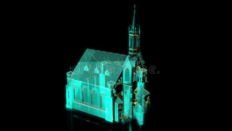 Rendering 3D Animation, VISUAL EFFECTS Medieval Church Model on a Black ...
