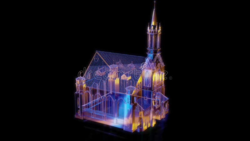 Rendering 3D Animation, VISUAL EFFECTS Medieval Church Model on a Black ...