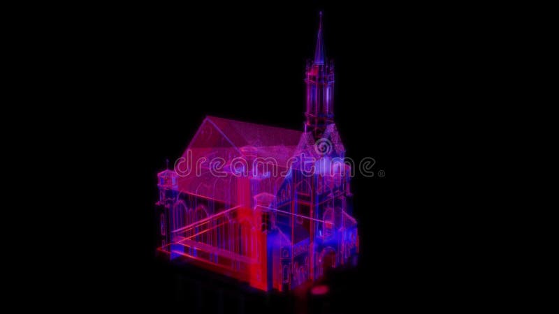 Rendering 3D Animation, VISUAL EFFECTS Medieval Church Model on a Black ...
