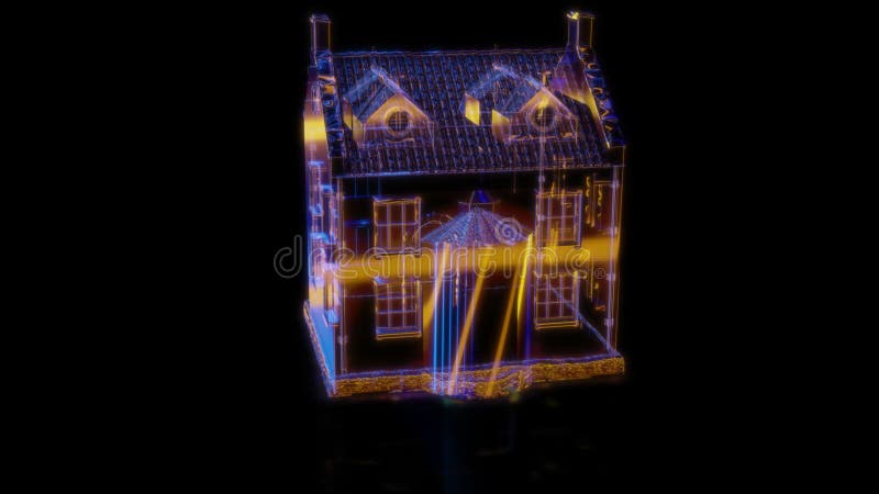 Rendering 3D Animation, VISUAL EFFECTS Medieval House Model on a Black ...