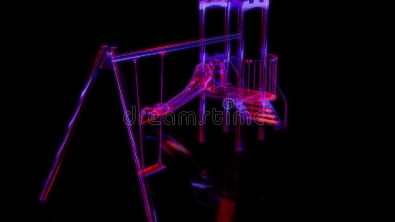 Rendering 3D Animation, VISUAL EFFECTS Playground Tower with Swing Model on a Black Background ...