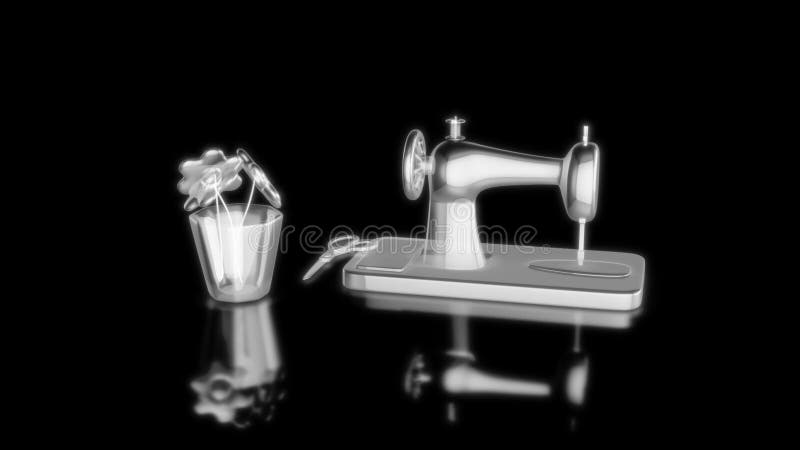 Rendering 3D Animation, VISUAL EFFECTS Sewing Machine Model on a Black ...