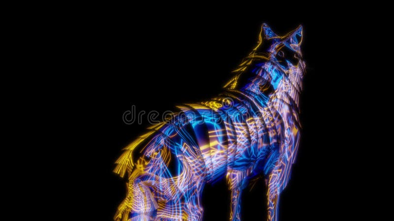 Rendering 3D Animation, VISUAL EFFECTS Wolf Model on a Black Background ...