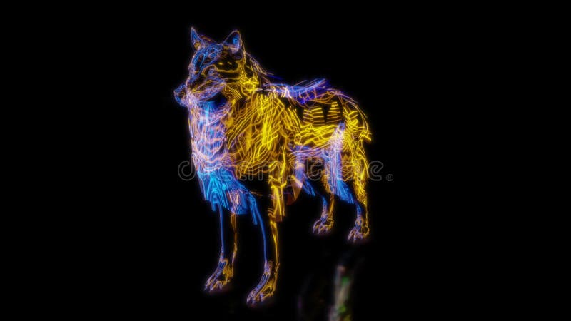 Rendering 3D Animation, VISUAL EFFECTS Wolf Model on a Black Background ...