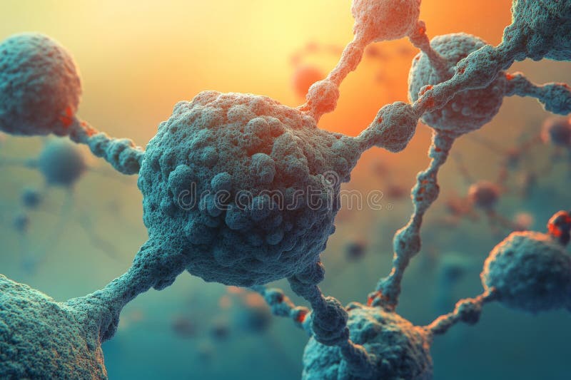 Rendering of 3D Biology Structure Lines and Particles Stock Photo ...