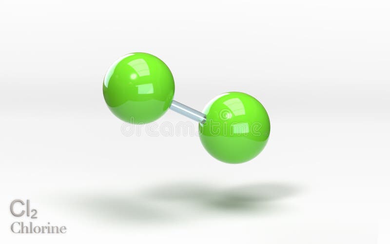 Cl2 Chlorine. Molecule Carbon Atoms. 3d Rendering Stock Illustration ...
