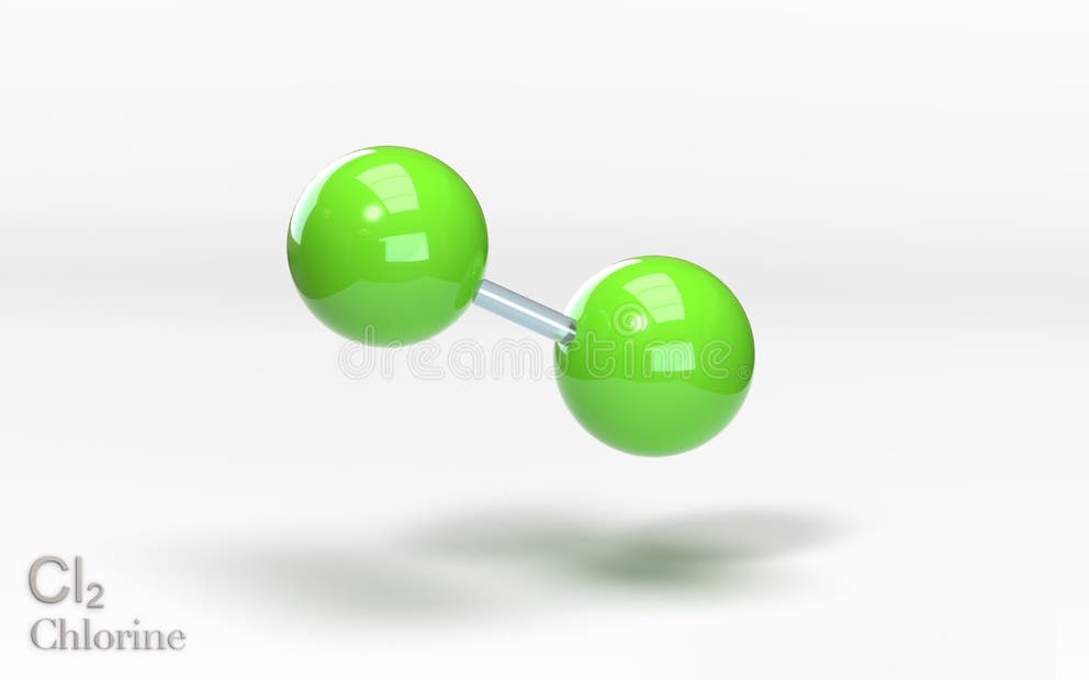 Cl2 Chlorine. Molecule Carbon Atoms. 3d Rendering Stock Illustration ...