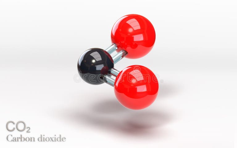 CO2 Carbon Dioxide. Molecule with Oxygen and Carbon Atoms. 3d Rendering ...