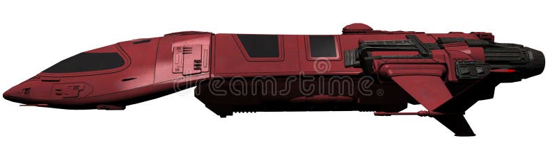 Red Space Ship 3d-Rendering Isolated on White Stock Illustration ...