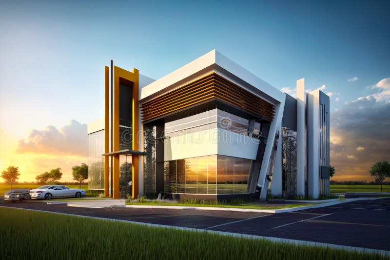Rendering of the Exterior of Building Generative AI Stock Illustration ...