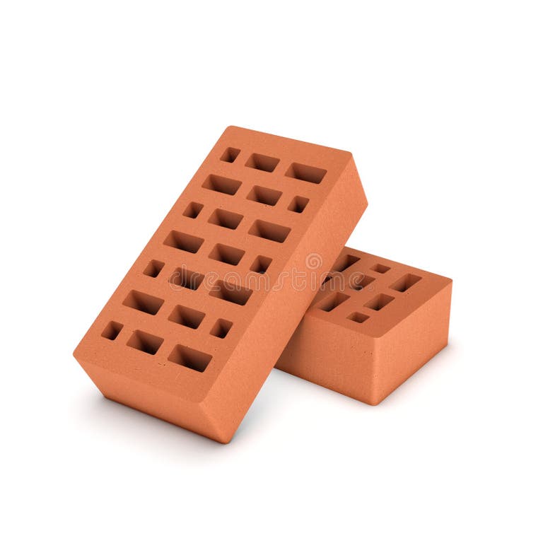 Rendering of Face Bricks Isolated on White Background Stock ...
