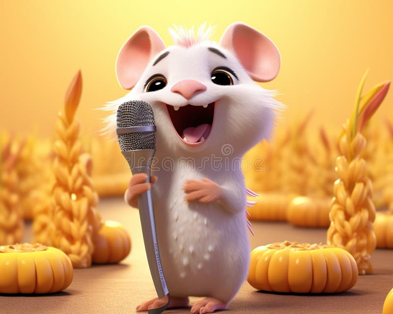This Rendering Features a Pixar Style Rat Singing and Smiling. Stock ...