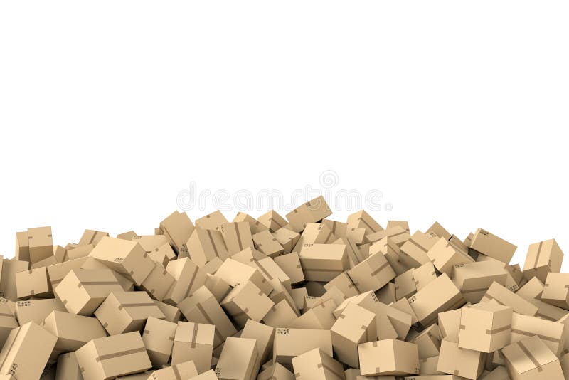 Rendering Frame Made of Light Beige Open Cardboard Mail Boxes Lying at ...