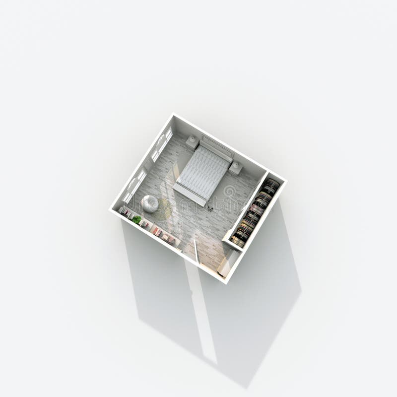 Rendering of Furnished Bedroom Stock Illustration - Illustration of ...