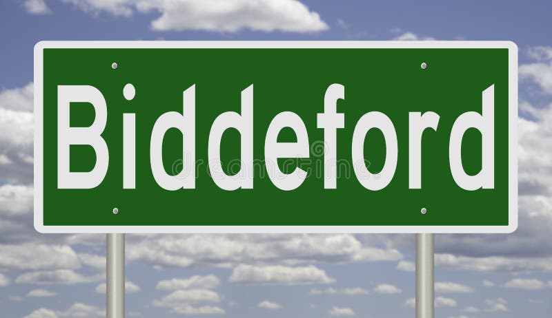 Highway Sign for Biddeford Maine Stock Illustration - Illustration of ...
