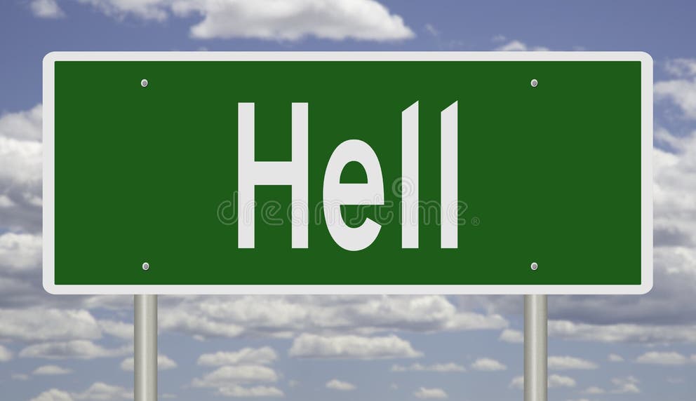 Highway sign for Hell stock illustration. Illustration of hell - 158409114