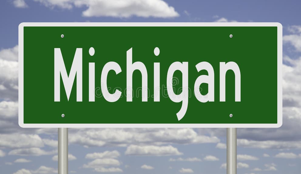 Highway sign for Michigan stock illustration. Illustration of state ...