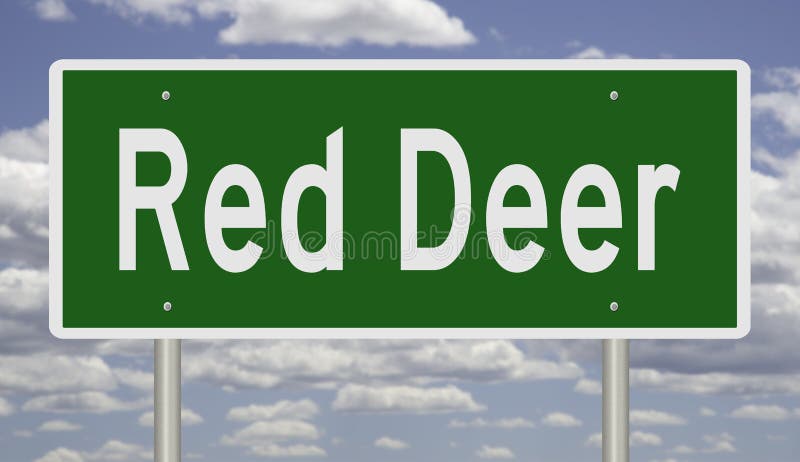 Highway Sign for Red Deer Alberta Canada Stock Illustration ...