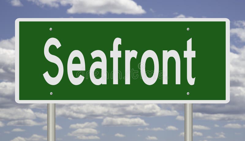 Highway sign for Seafront stock illustration. Illustration of sign ...