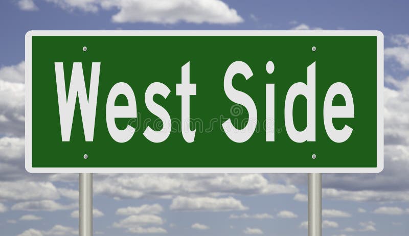 Highway sign for West Side stock illustration. Illustration of street ...