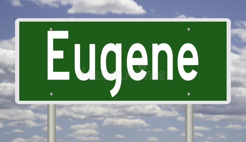 Road Sign for Eugene Oregon Stock Illustration - Illustration of ...