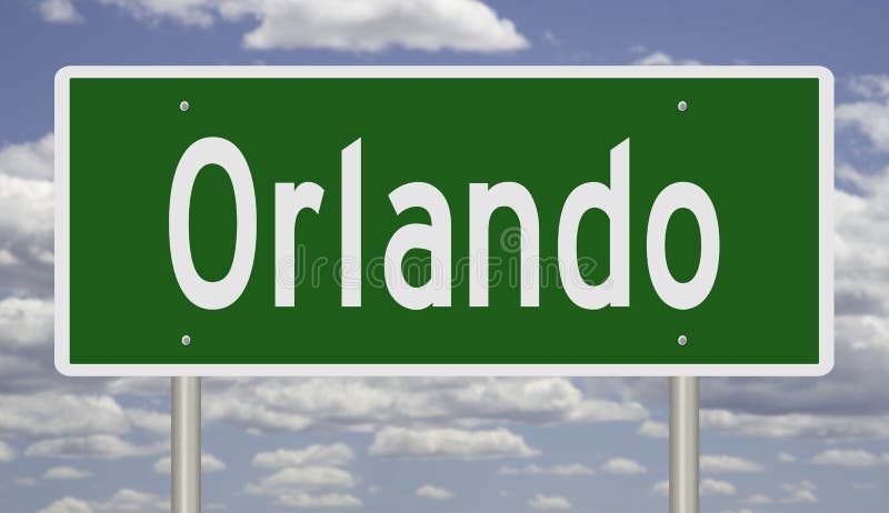 Highway Sign for Orlando Florida Stock Illustration - Illustration of ...
