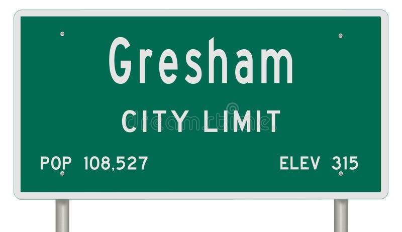 Gresham Road Sign Showing Population and Elevation Stock Illustration ...