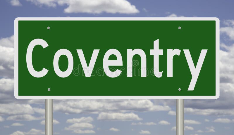 Highway sign for Coventry stock illustration. Illustration of clouds ...
