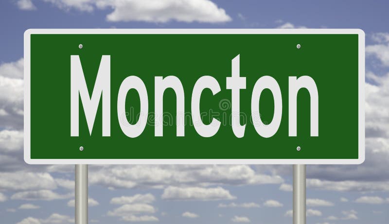 Highway sign for Moncton stock illustration. Illustration of freeway ...