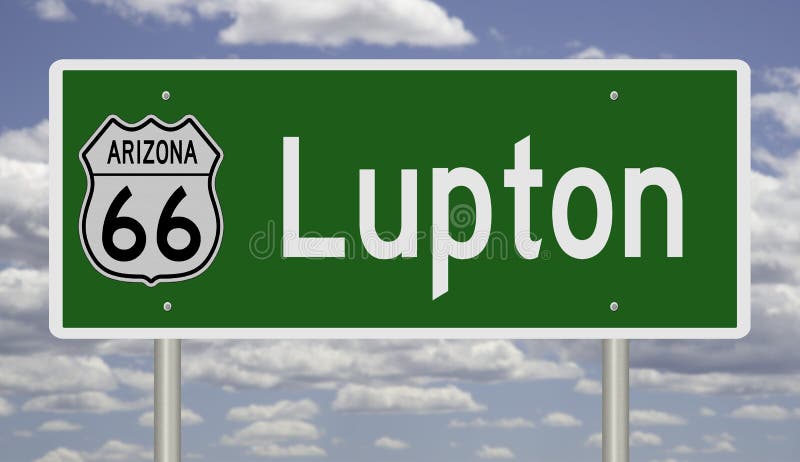 Road Sign for Route 66 Town of Lupton Arizona Stock Illustration ...