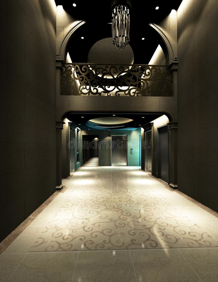 Rendering modern corridor stock illustration. Illustration of mansion ...