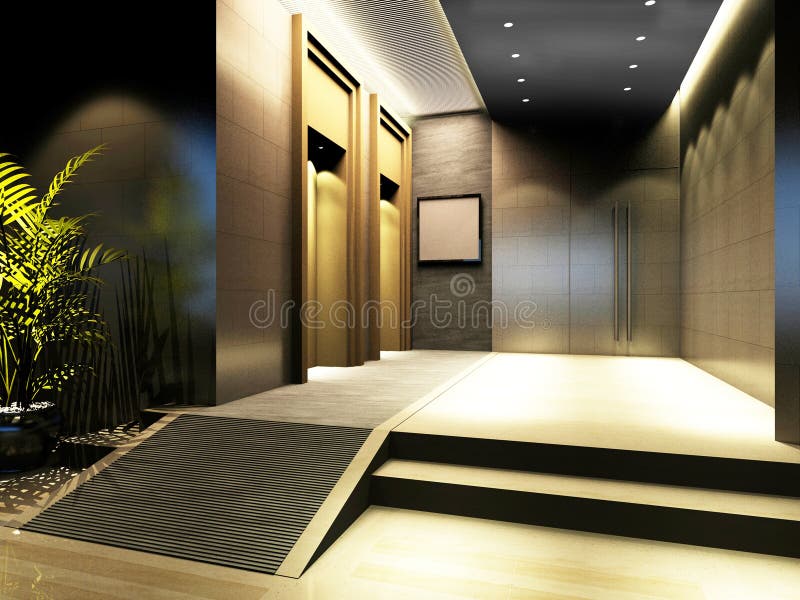 Rendering modern corridor stock illustration. Illustration of mansion ...