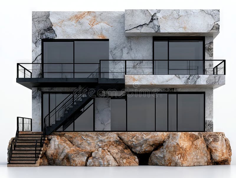 Rendering Modern House Rock Stairs Stock Photos - Free & Royalty-Free ...