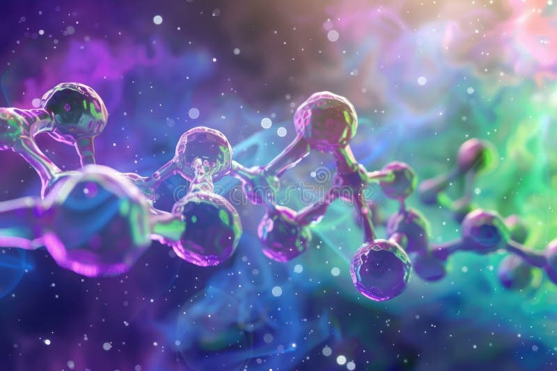 Rendering of a Molecular Structure with Colorful Atoms and Bonds Amidst ...