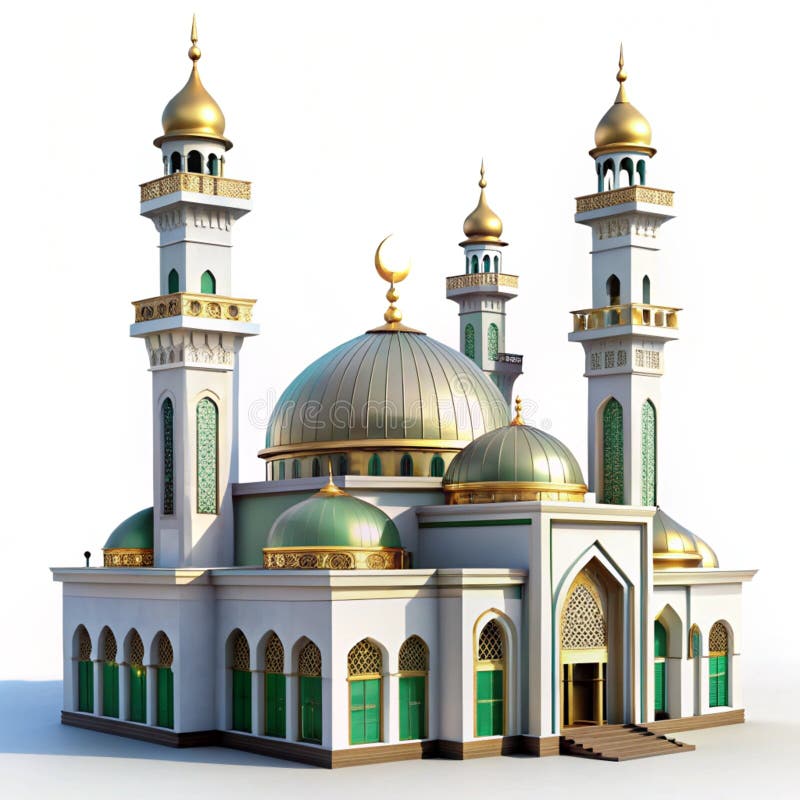 Rendering of a Mosqueâ€™s Exterior Stock Illustration - Illustration of ...