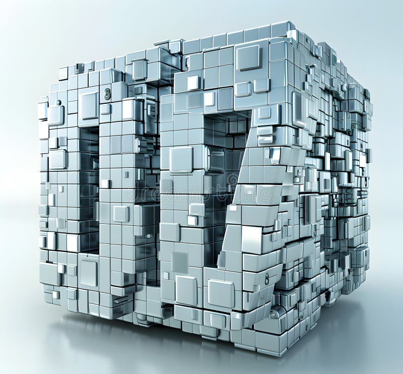 Rendering of only Number 07 Made of Black and White Colored Squares on ...