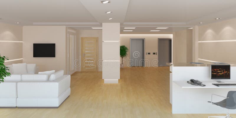Rendering of the Office Lobby Stock Image - Image of furniture, inside ...