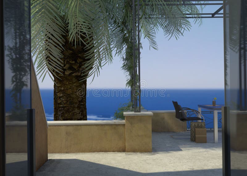 Rendering of a porch stock illustration. Illustration of home - 55686792