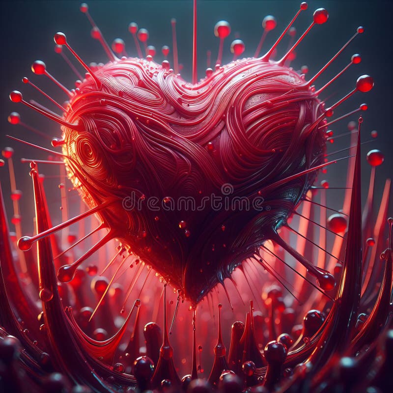 This is a Rendering of a Red Heart with a Futuristic Design, the Heart ...