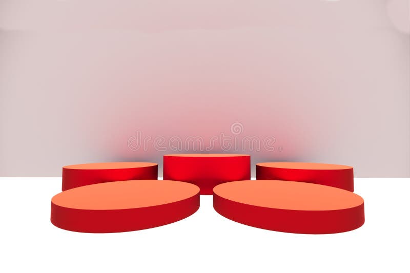 Rendering Red White 3D Room Product Display Mockup Presentation Stage ...