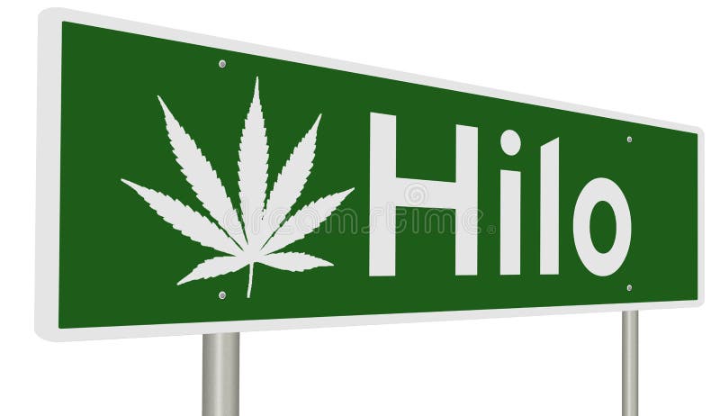 Hilo Highway Sign with Marijuana Leaf Stock Illustration - Illustration ...