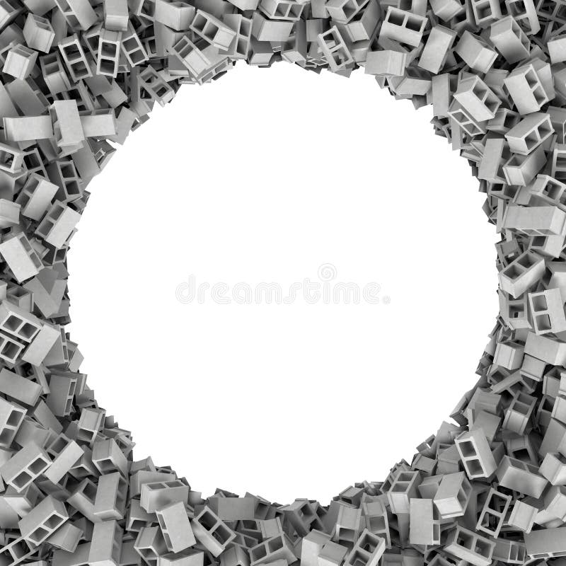 Rendering Round Frame of Blocks on White Background Stock Illustration ...
