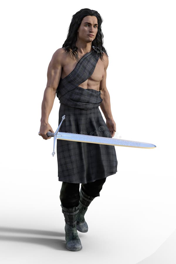 Rendering Scottish Warrior Isolated Stock Image - Illustration of ...