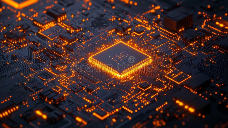 Rendering of a Smart Chip Processor Illustration Containing Buildings ...