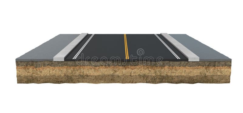 Rendering Square Piece of Asphalt Road Isolated on the White Background ...
