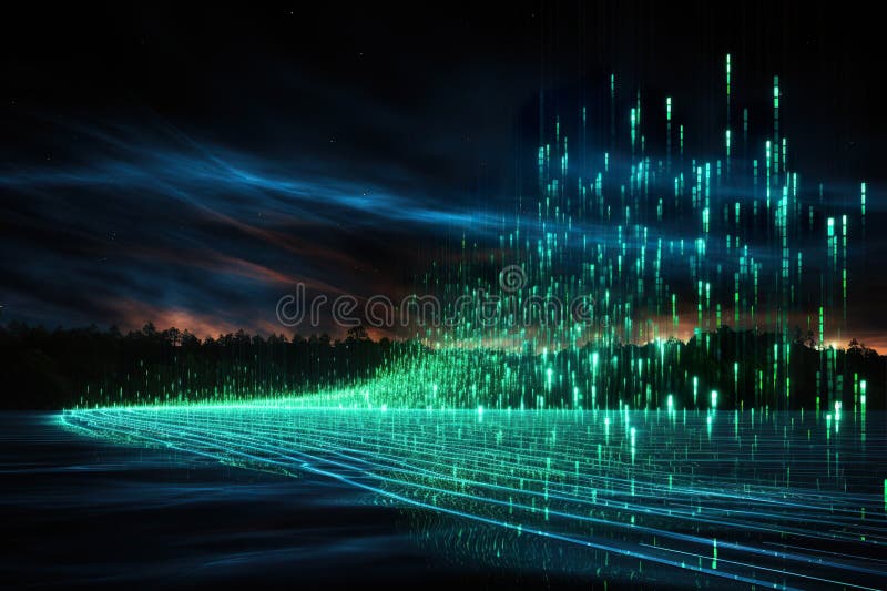 A Rendering of a Technology Data Binary Code Network Background. Stock Illustration ...